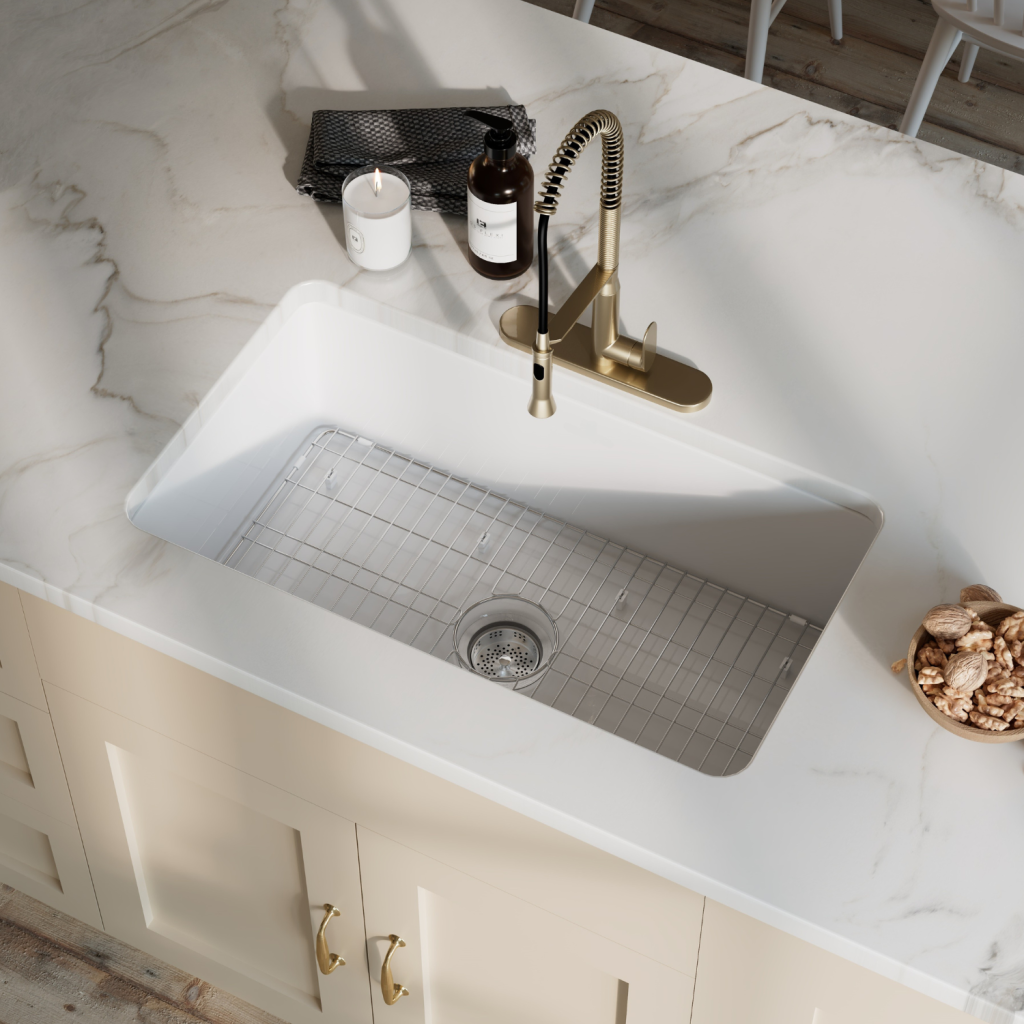 Los Flexi Undermount White Kitchen Sink 32X19X10 Inch