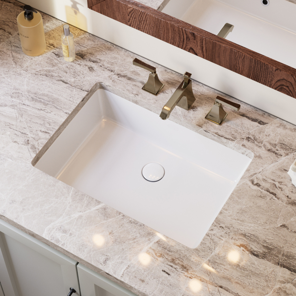 Los Flexi Rectangular Undermount Bathroom Sink With Overflow 22″L x 16″W