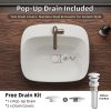 Los Flexi Rectangular Drop-In Bathroom Sink Without Overflow 20″L x 17″W