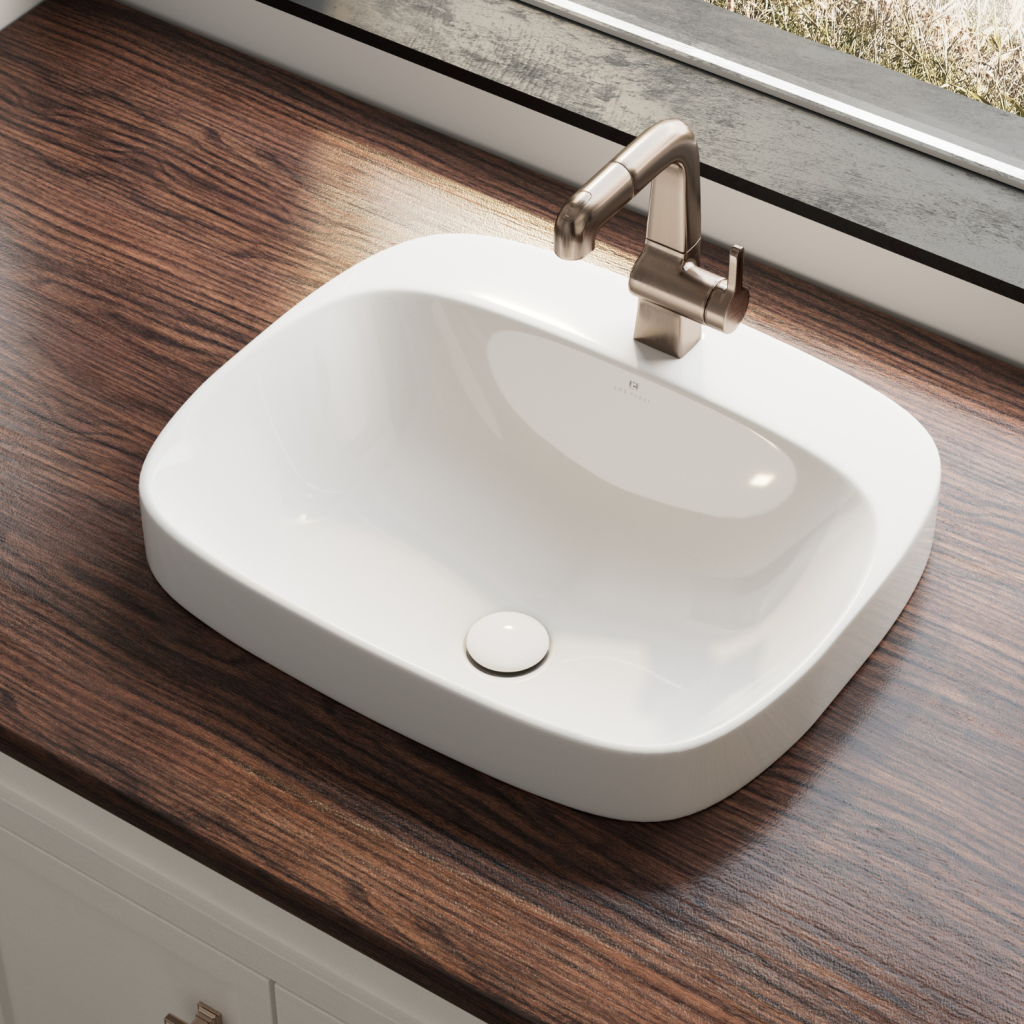 Los Flexi Rectangular Drop-In Bathroom Sink Without Overflow 20″L x 17″W